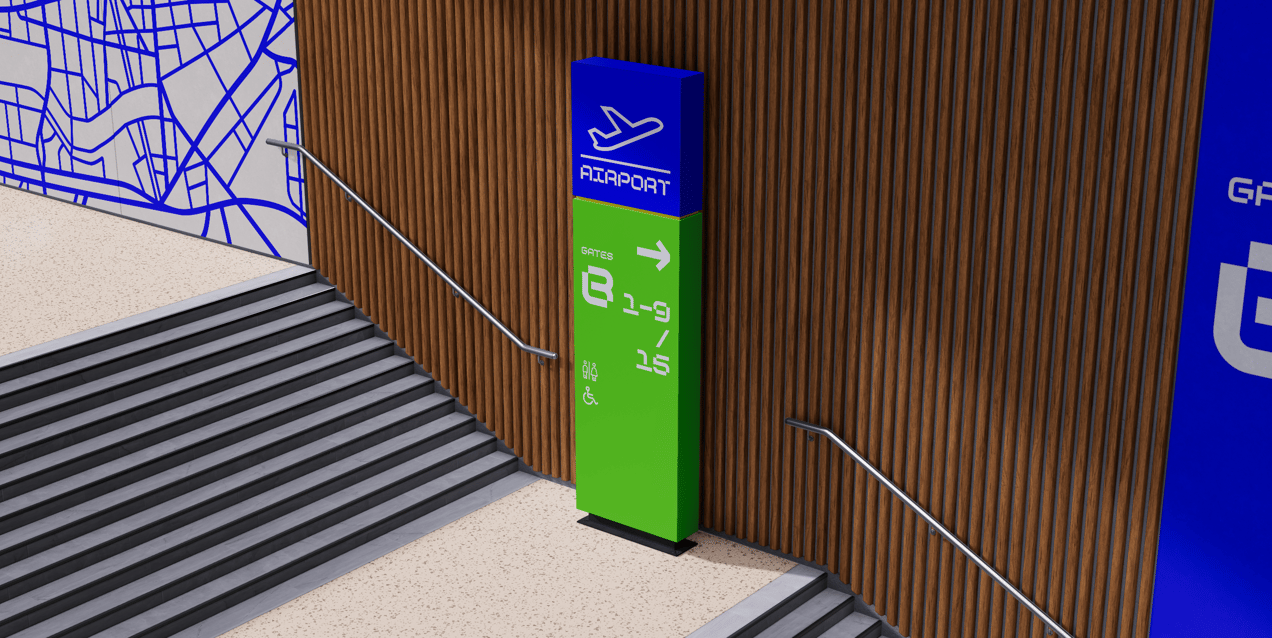 Free Interior Direction Sign 3D mockup. Create presentations using ...