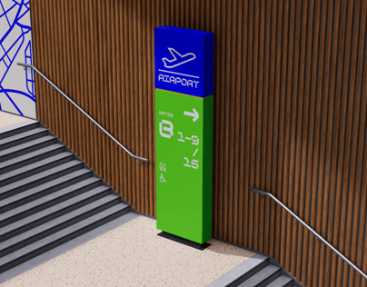 Free Interior Direction Sign 3D mockup. Create presentations using ...