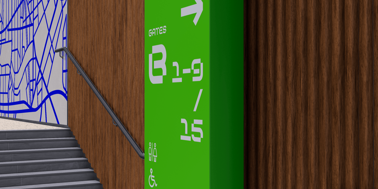 Free Interior Direction Sign 3D mockup. Create presentations using ...