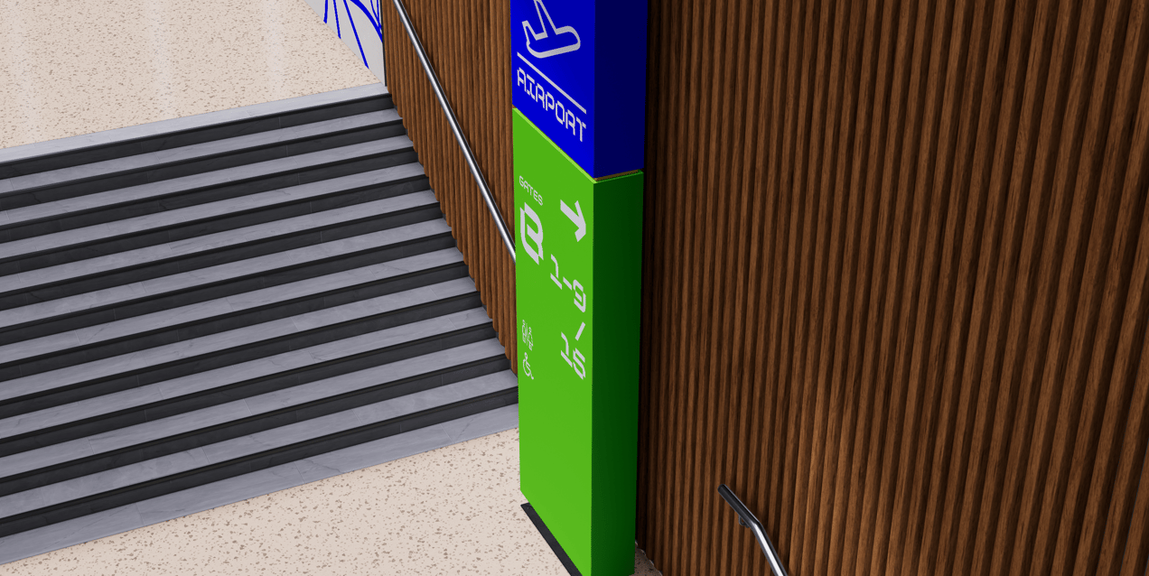 Free Interior Direction Sign 3D mockup. Create presentations using ...